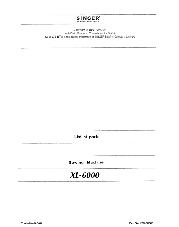 Singer Parts Manual - XL6000 – Sewing Machine Tips and Tricks